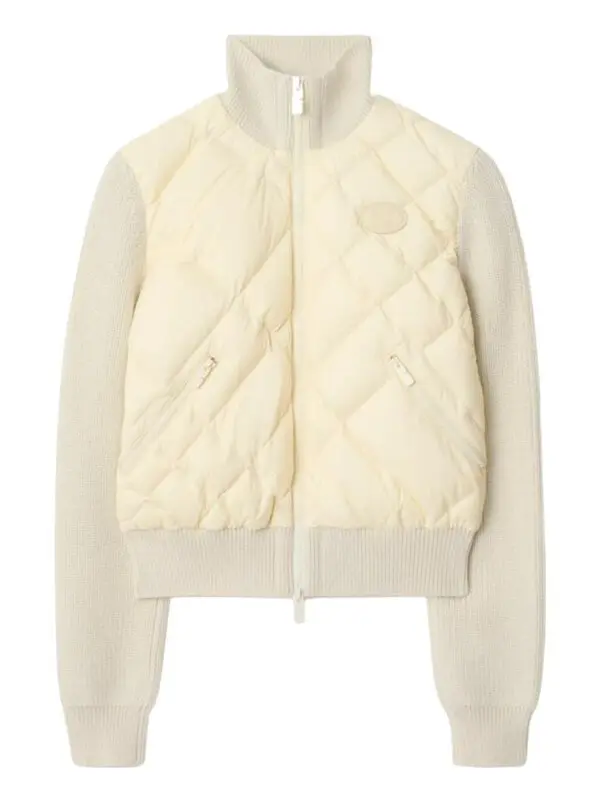 Burberry Quilted Check-stitch Nylon And Wool Zip-up Jacket - Ceramic White