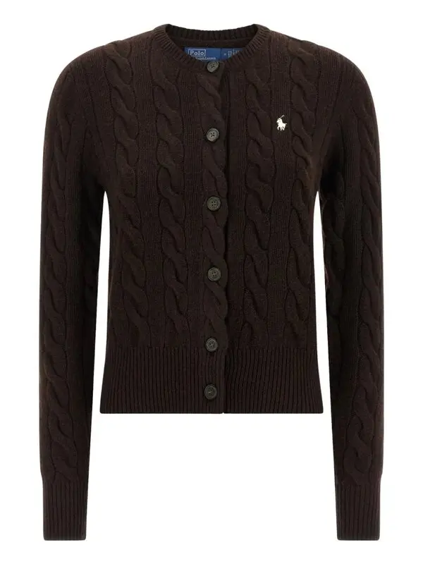 Polo Ralph Lauren Cable-knit Button-up Cardigan - Black