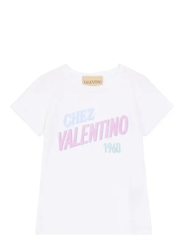 Valentino Garavani Cotton Jersey T-shirt With Chez Print - Bianco