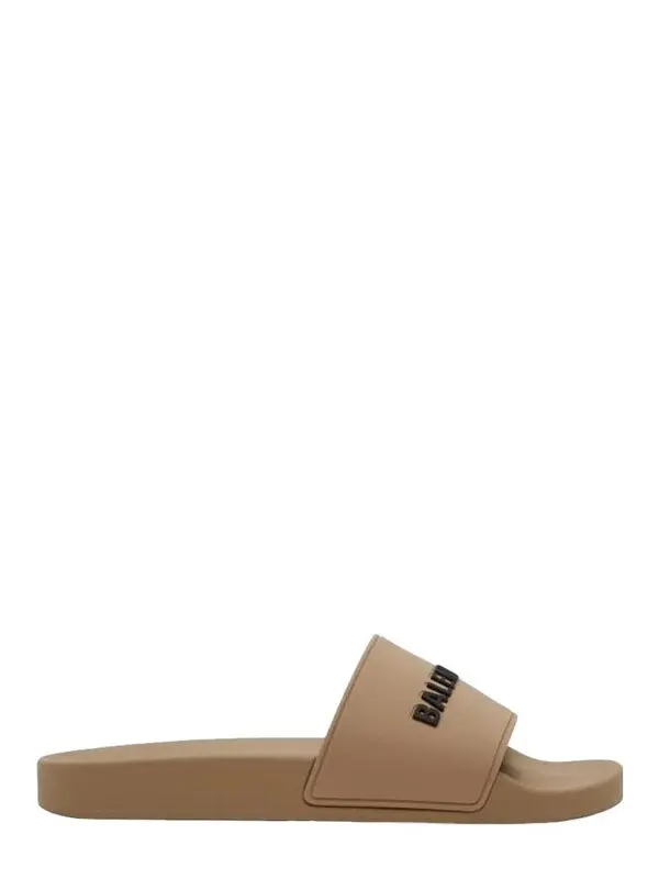 Balenciaga Logo Printed Pool Slides - Brown