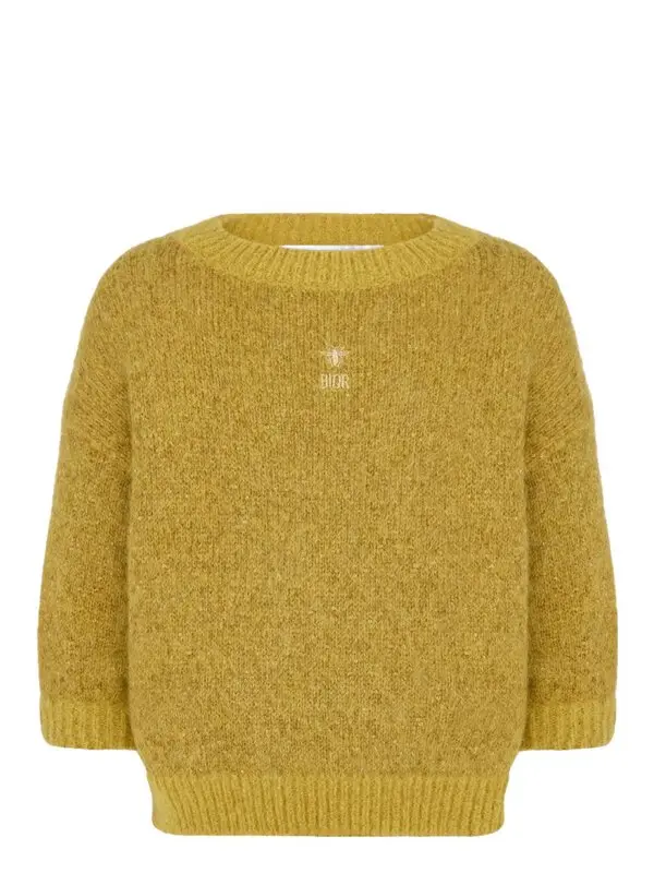 Dior Crew Neck Knitwear With Bee Embroidery - Brown
