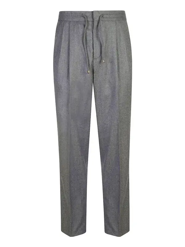Brunello Cucinelli Pleated Tapered Leg Trousers - Medium Gray