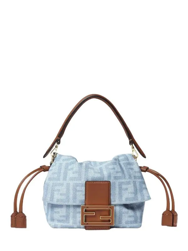 Fendi Mamma Baguette Small Denim Bag - Light Blue