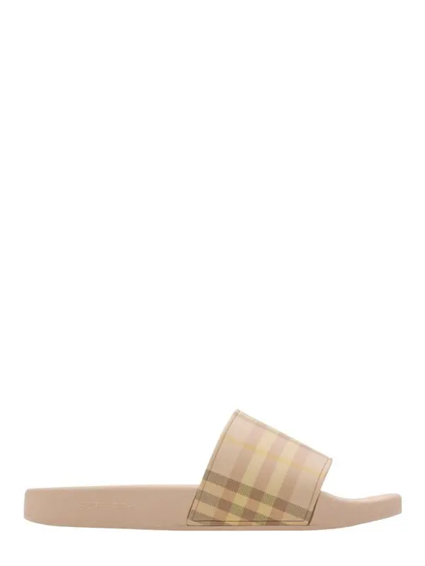 Burberry Checked Slip-on Slides - Nude