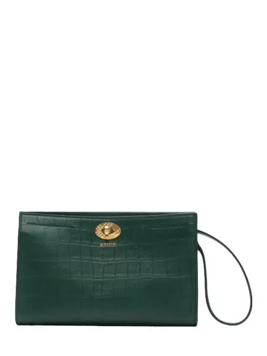 Burberry Cotswolds Crocodile-effect Leather Clutch Bag - Ivy Green