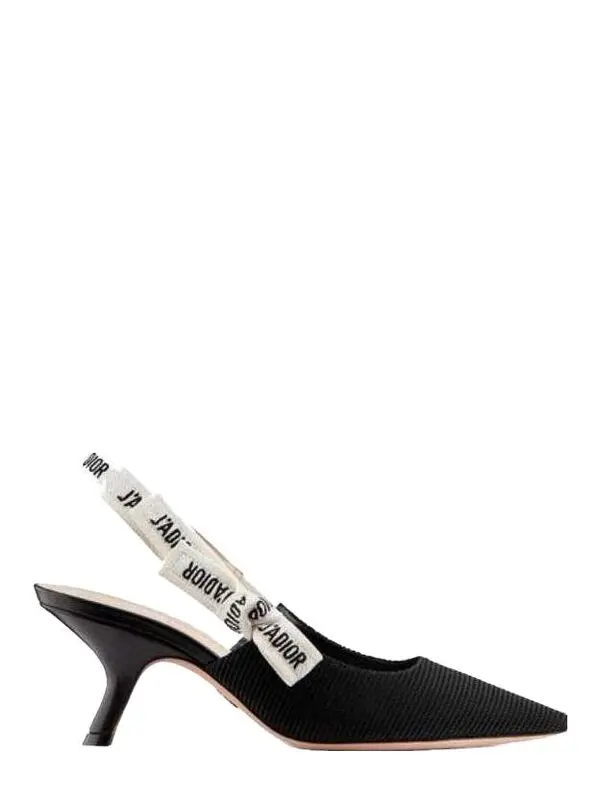 Dior J'adior Slingback Pumps With Embroidered Logo Detail - Black