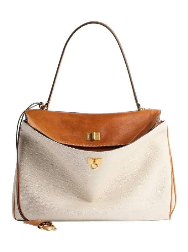 Balenciaga Rodeo Handbag Medium In Cowboy - Beige/tan