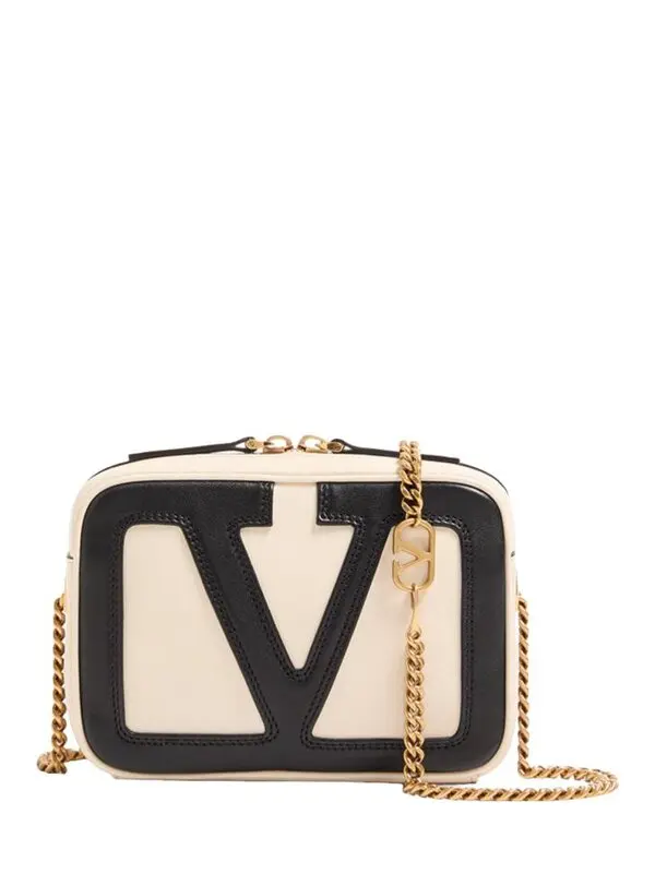 Valentino Garavani Vlogo Patch Zip-up Crossbody Bag - Butter White/black