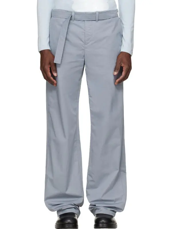 RIER Belt Loop Casual Pants With Detachable Belt - Gray