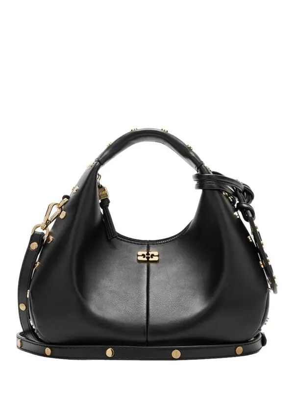 GANNI Studded Mini Hobo Bag - Black