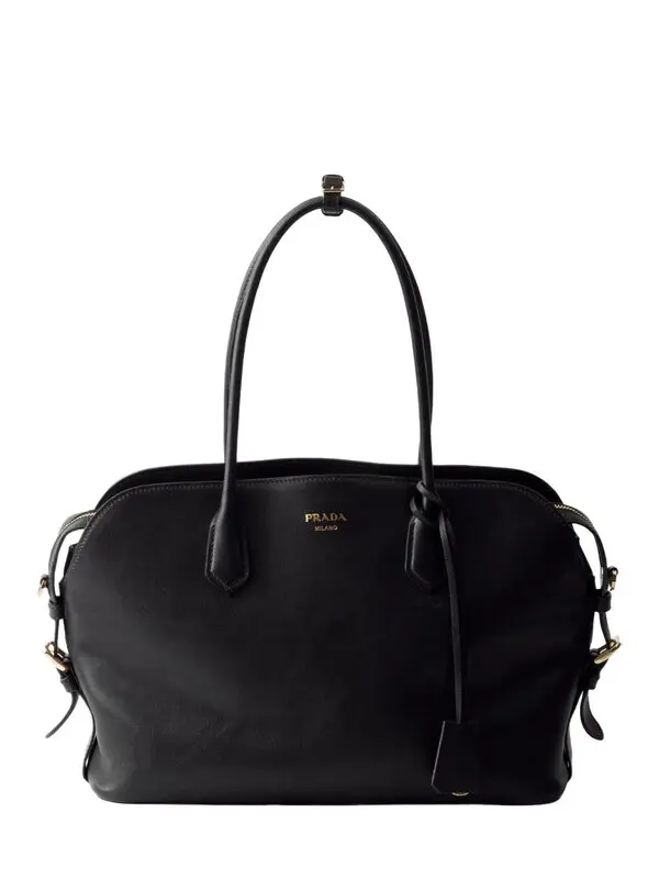 Prada Large Leather Tote Bag - Black