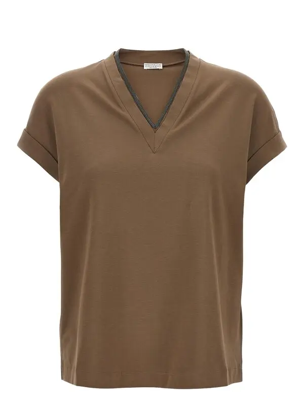 Brunello Cucinelli V-neck Short-sleeved T-shirt - Green