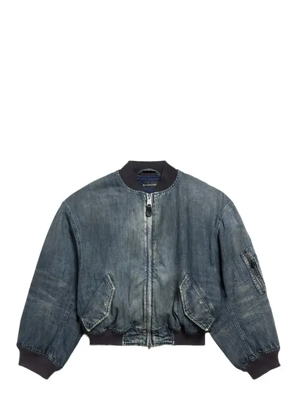 Balenciaga Standard Denim Bomber Jacket - Blue