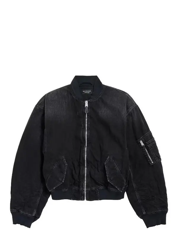 Balenciaga Standard Denim Bomber Jacket - Black