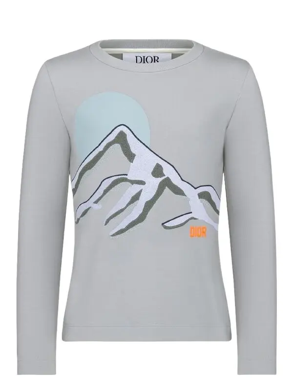 Dior Long-sleeved T-shirt With Mountain Print - Gray