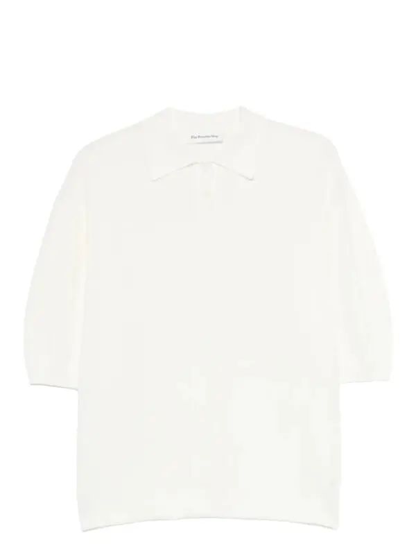 THE FRANKIE SHOP Nola Short Sleeve Knit Polo Top - White