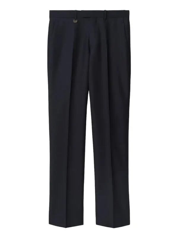 Burberry Tailored Trousers With Equestrian Knight Detail - Navy Blue