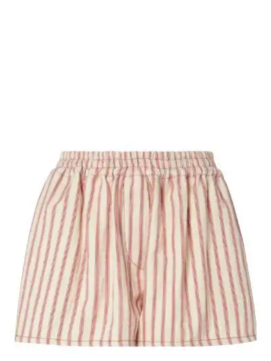 Fendi Striped Ff Logo Patch Denim Shorts - Beige