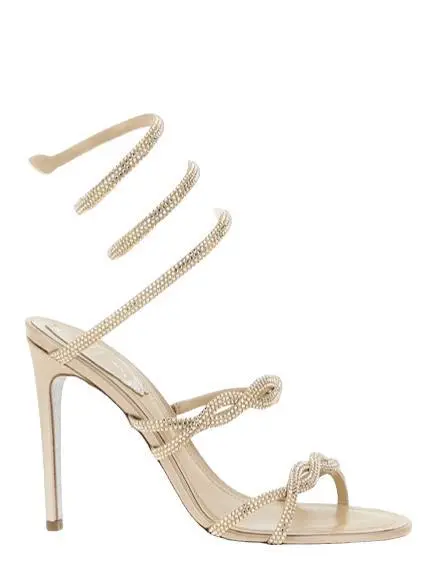 Rene Caovilla Braided Embellished Stiletto Sandals - Nude
