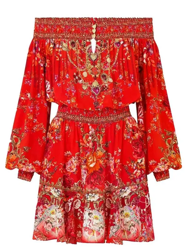 Camilla Olé Olé" Off-shoulder Floral Mini Dress - Red