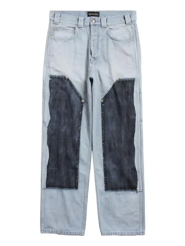 Balenciaga Paneled Vintage Effect Jeans - Light Blue