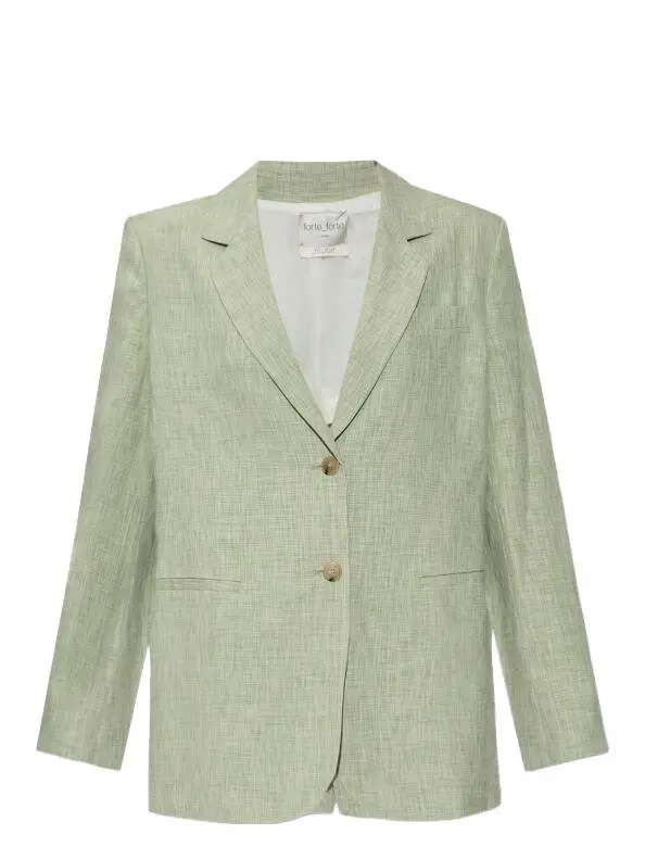 FORTE_FORTE Slub-texture Blazer With Notched Lapel - Green