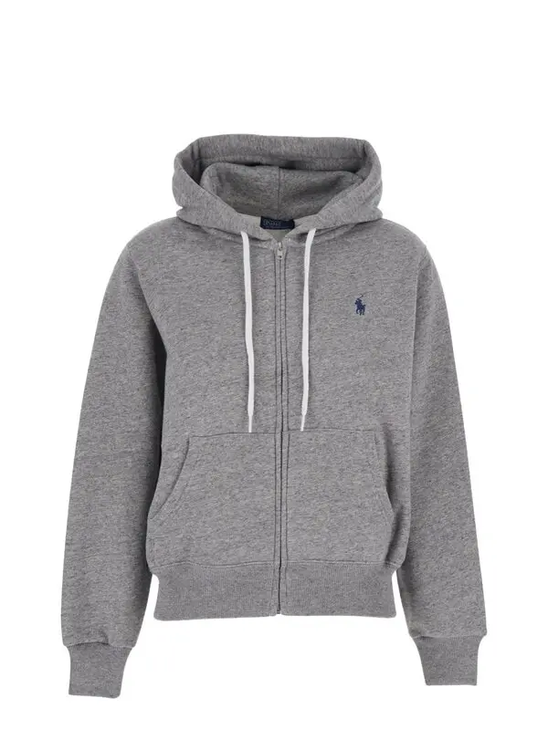 Polo Ralph Lauren Zip-up Drawstring Hoodie - Grey