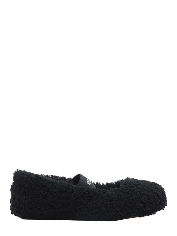 Moon Boot Shearling Ballerinas With Logo Straps - Black