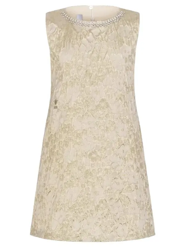 Dior A-line Dress With Embroidered Bee Motif - Golden