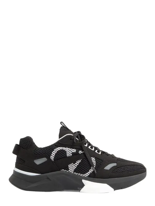 Valentino Garavani Demivee Trainer In Mesh And Suede - Black/gray