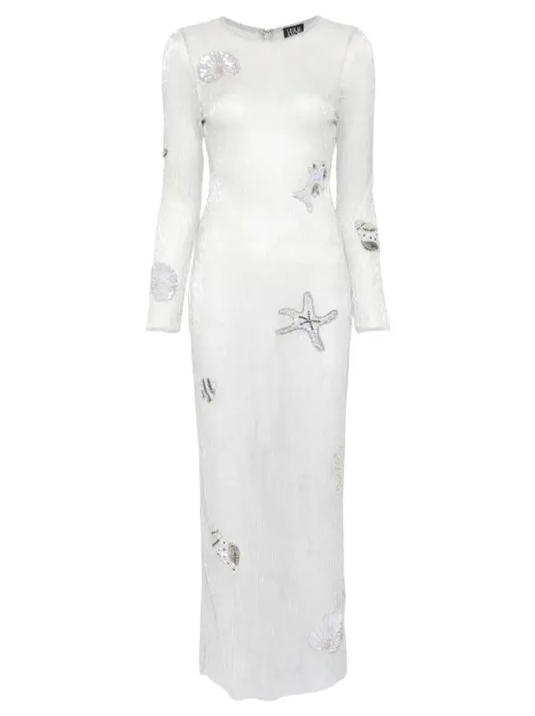 LESLIE AMON Sea Shell-patch Maxi Dress - Grey