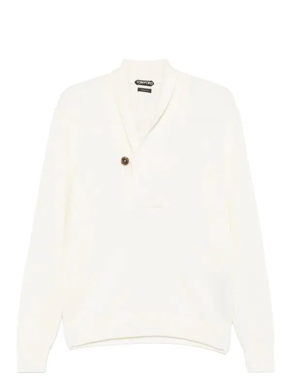 TOM FORD Button-detailed Shawl Collar Jumper - White