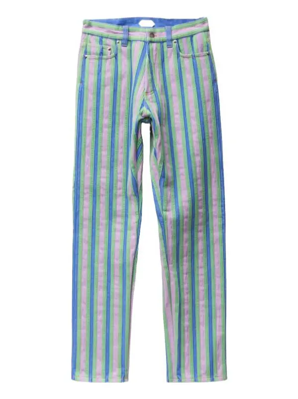 Versace Striped Straight-leg Jeans - Green