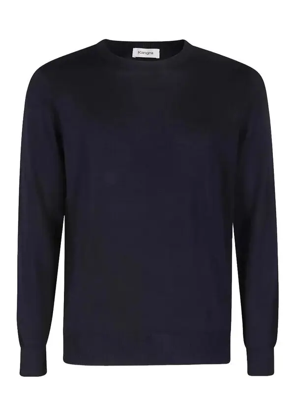 KANGRA Fine-knit Crew-neck Sweater - Blue