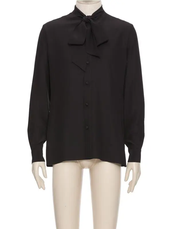 Valentino Garavani Scarf Collar Button-up Shirt - Black