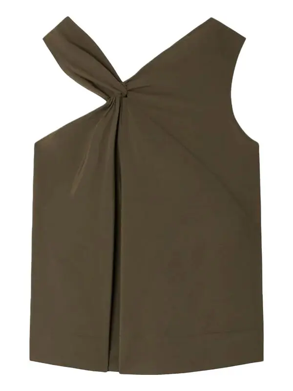 Soeur Asymmetrical Top With Front Bow Detail - Kaki