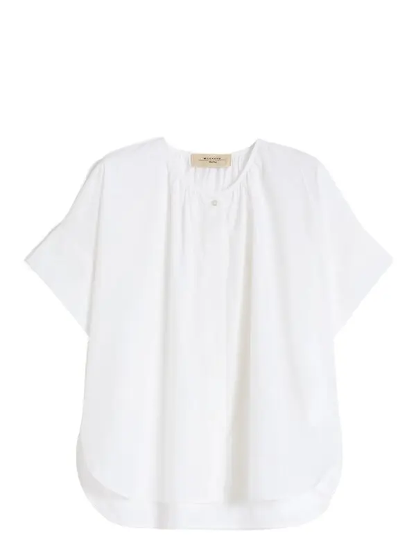 Max Mara Gathered Round Neck Short Sleeve Blouse - White