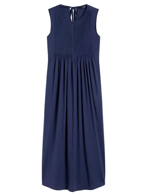 Max Mara Sleeveless Midi Dress With Tie Neck - Blue