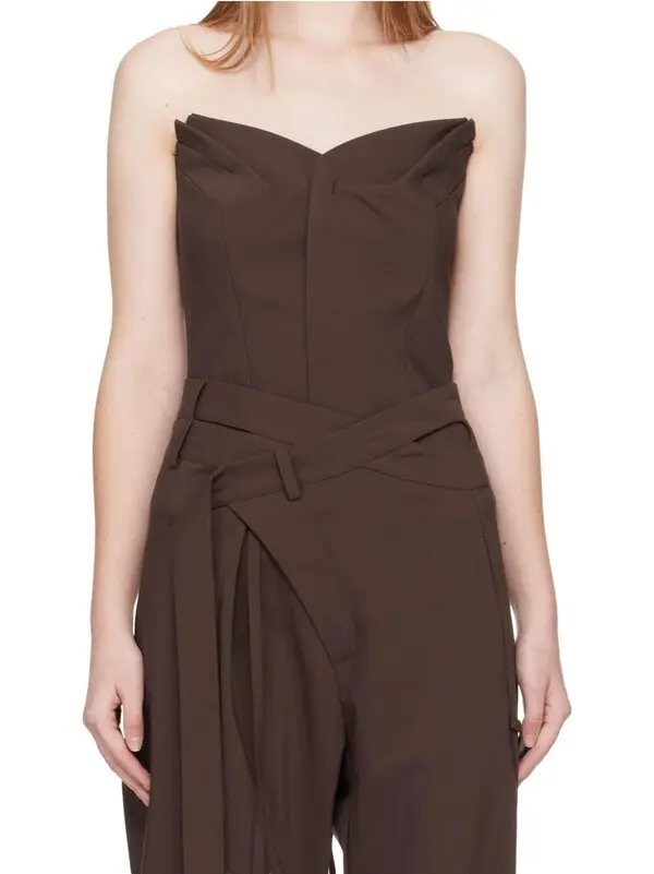 Ottolinger Strapless Bustier Top With Unfinished Details - Brown
