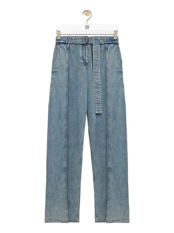 Loewe Straight-leg Belted Jeans - Washed Denim