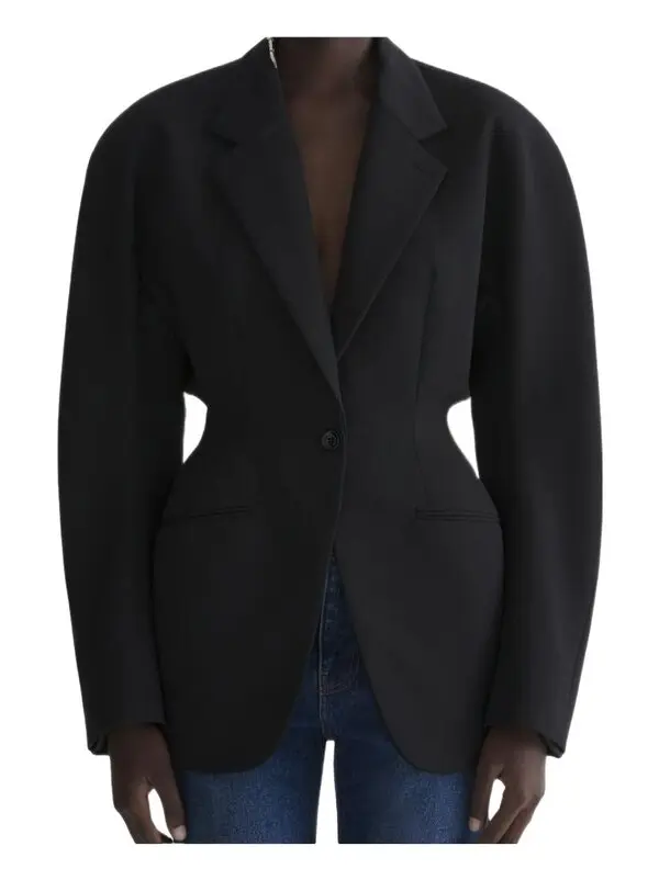MUGLER Single-breasted Cinched Blazer - Black
