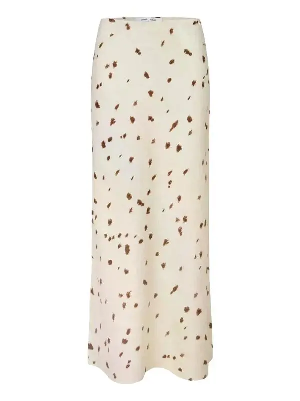 SAMSOE SAMSOE Saagneta Dot-print Linen Skirt - Neutrals