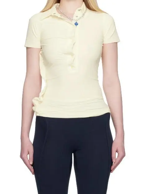 Ottolinger Short-sleeved Polo Shirt With Draped Cut - White