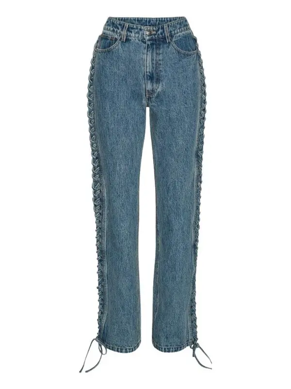 ROTATE BY BIRGER CHRISTENSEN Laced Straight-leg Jeans - Blue