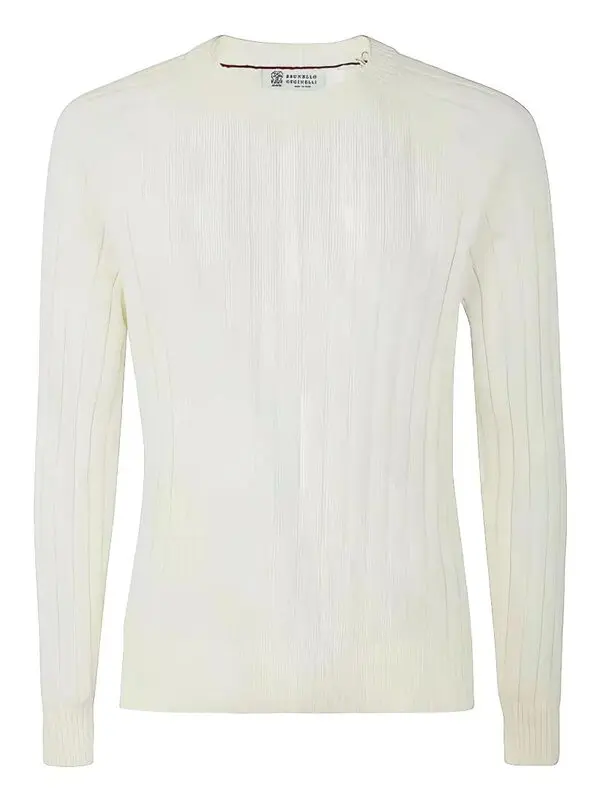 Brunello Cucinelli Ribbed Knit Crew Neck Sweater - Neutrals