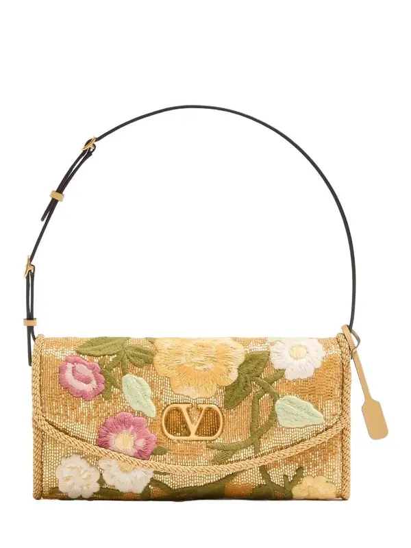 Valentino Garavani Devain Small Embroidered Shoulder Bag - Gold/multicolor