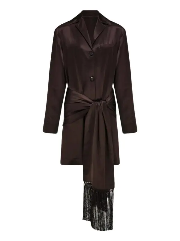 FERRAGAMO Long-sleeved Fringed Blazer - Espresso