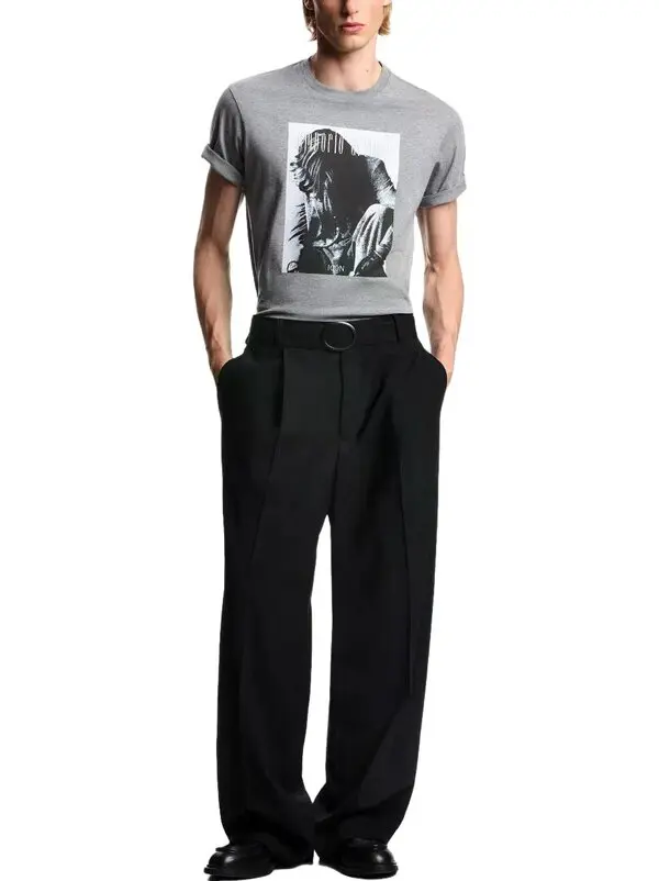 Emporio Armani Icon Jersey T-shirt With Photographic Print And Embroidery - Heathered Ash