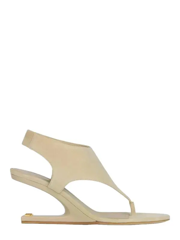 Balmain Suede Wedge Sandals - Neutrals