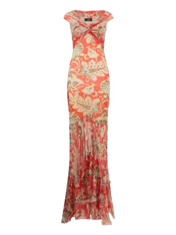 Etro Ruffled Paisley Maxi Dress - Oranges